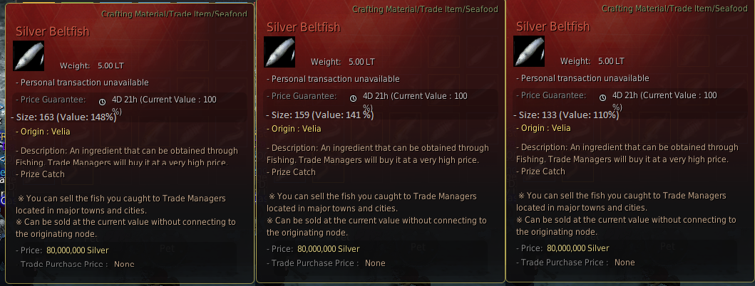 [Feedback] Adjust fishes price based on their size | Black Desert NA/EU