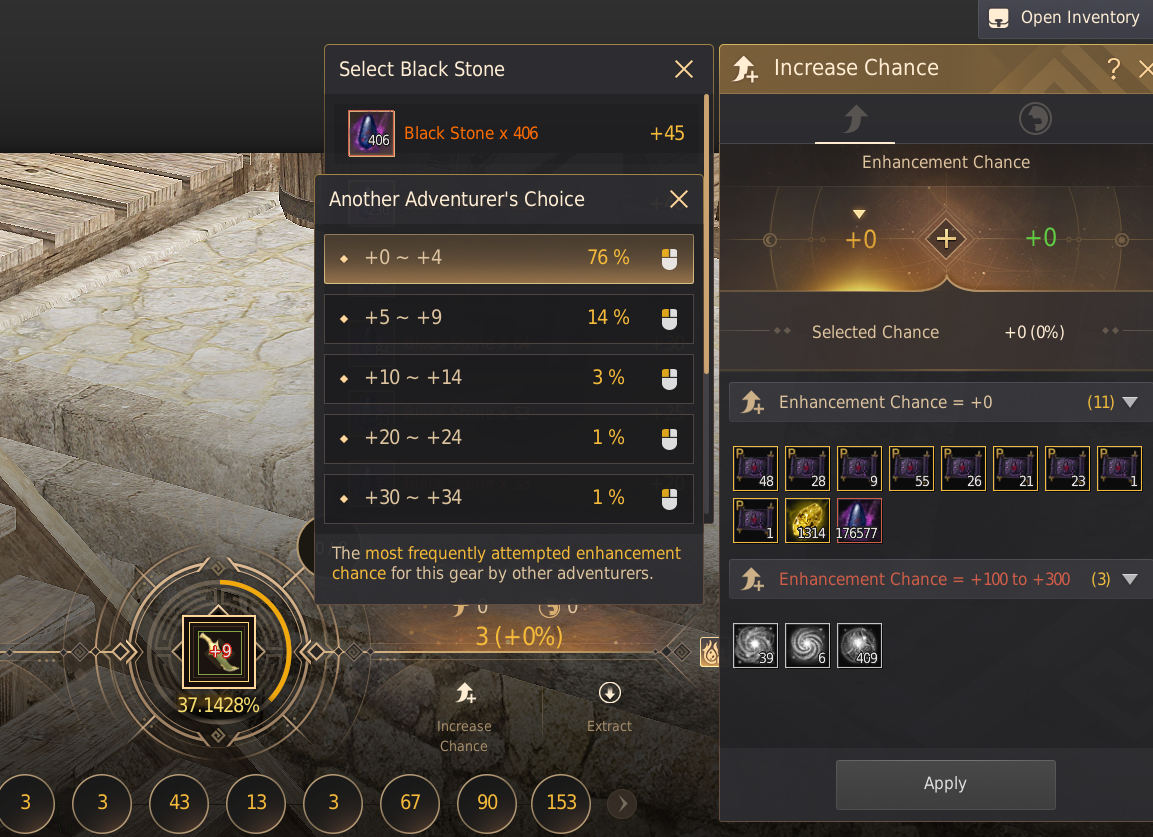 [Feedback] Enhancement UI: 1. Toggle Another Adventurer's Choice off. 2 ...