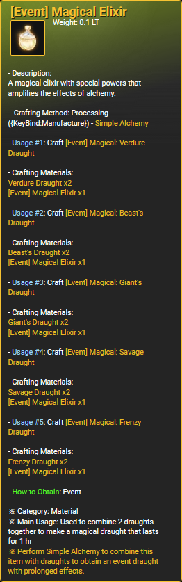 [Feedback] Make the new draught craftable with the [Event] Magical Elixir item. | Black Desert NA/EU