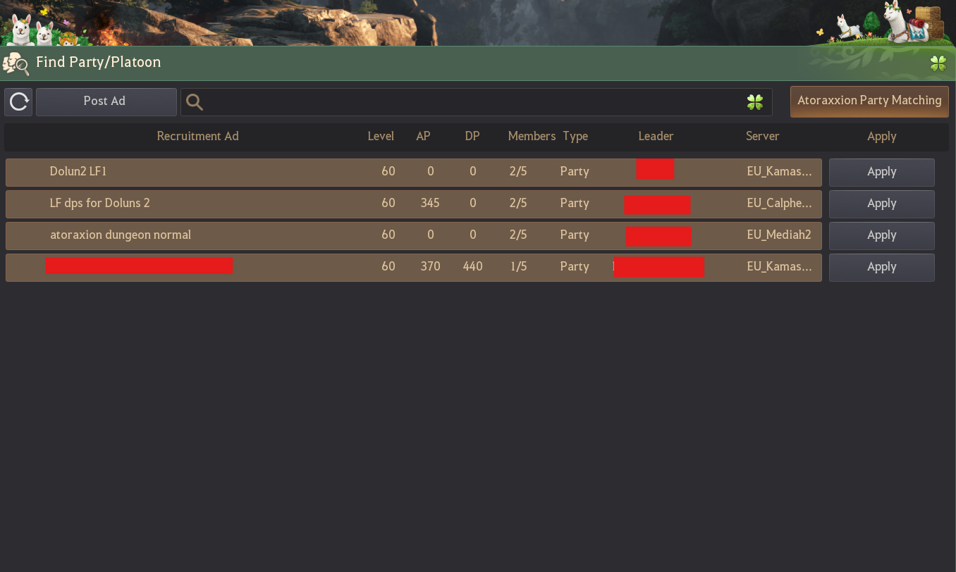 [Feedback] Can you make the server on Party Finder visible for all ...