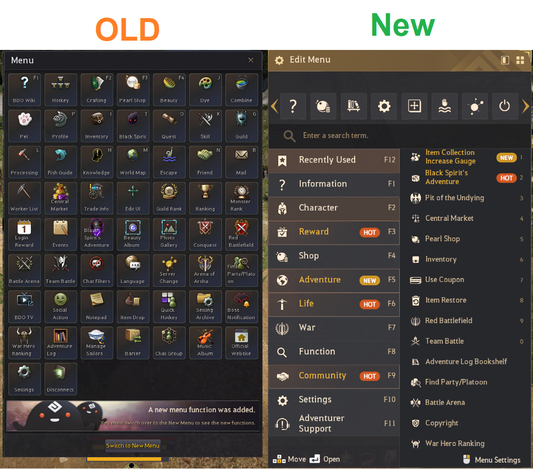 [Feedback] Please Show some love to Old Menu, Please Update it 😭😭😭 ...