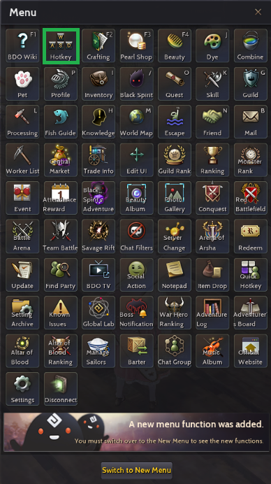 [Game Play] [MENU] Hotkeys