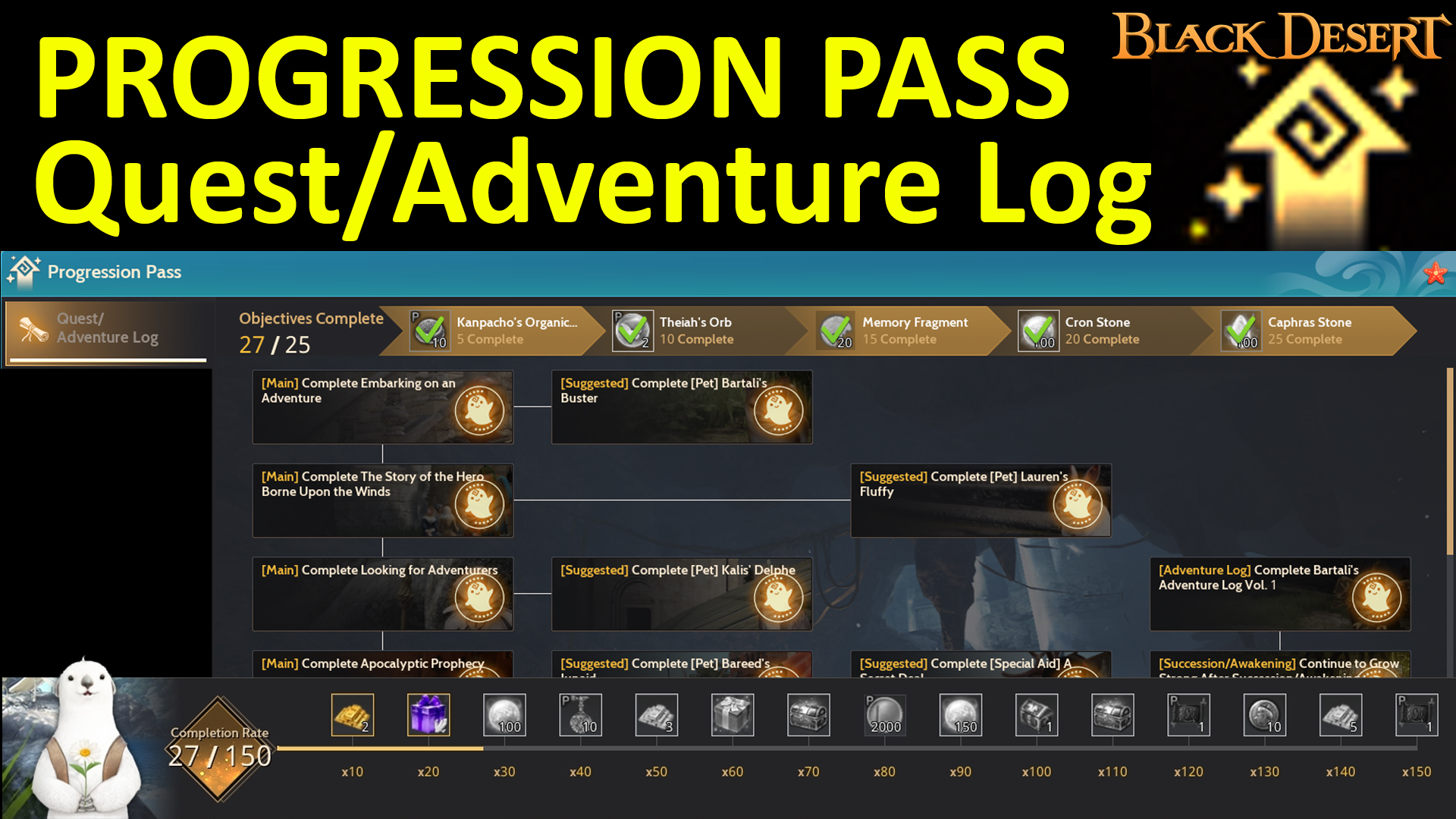 [Game Play] Progression Pass Guide Part 1, Quest/Adventure Log | Black ...