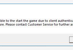 [General Gameplay] client authentication error/ failure
