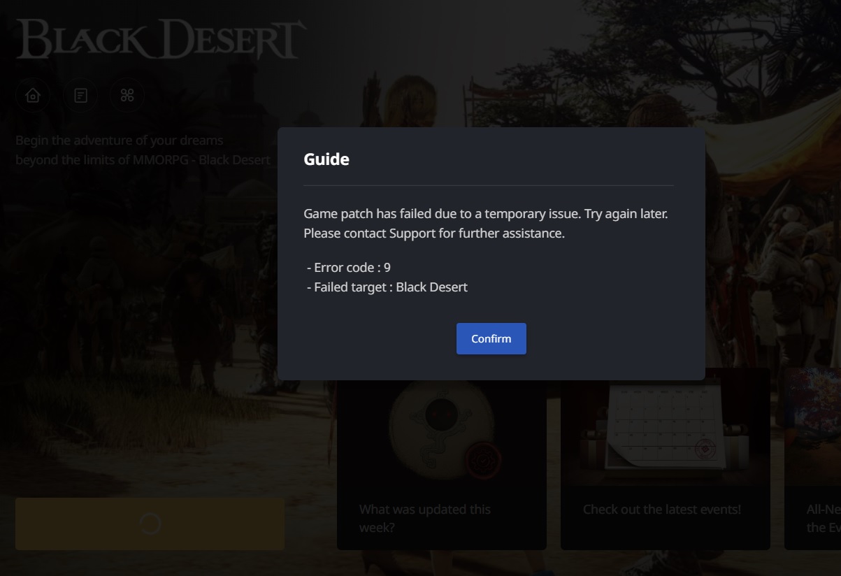 [General Gameplay] BDO Launcher Error 9